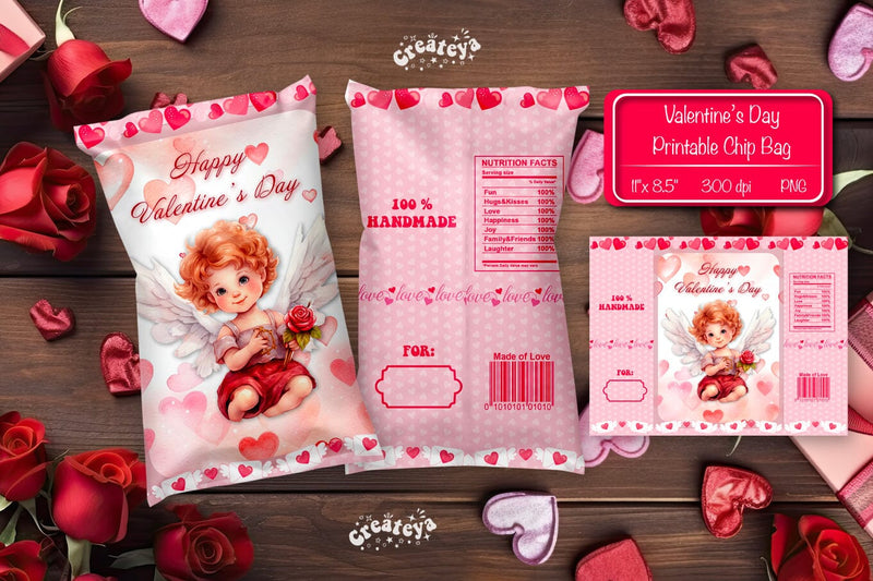 Valentine Chip Bag template Printable party favor Valentine gift - So ...