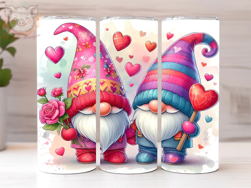 Valentine Gnomes 20oz Tumbler Wrap, Gnomes PNG Downloads, 20oz Tumbler ...