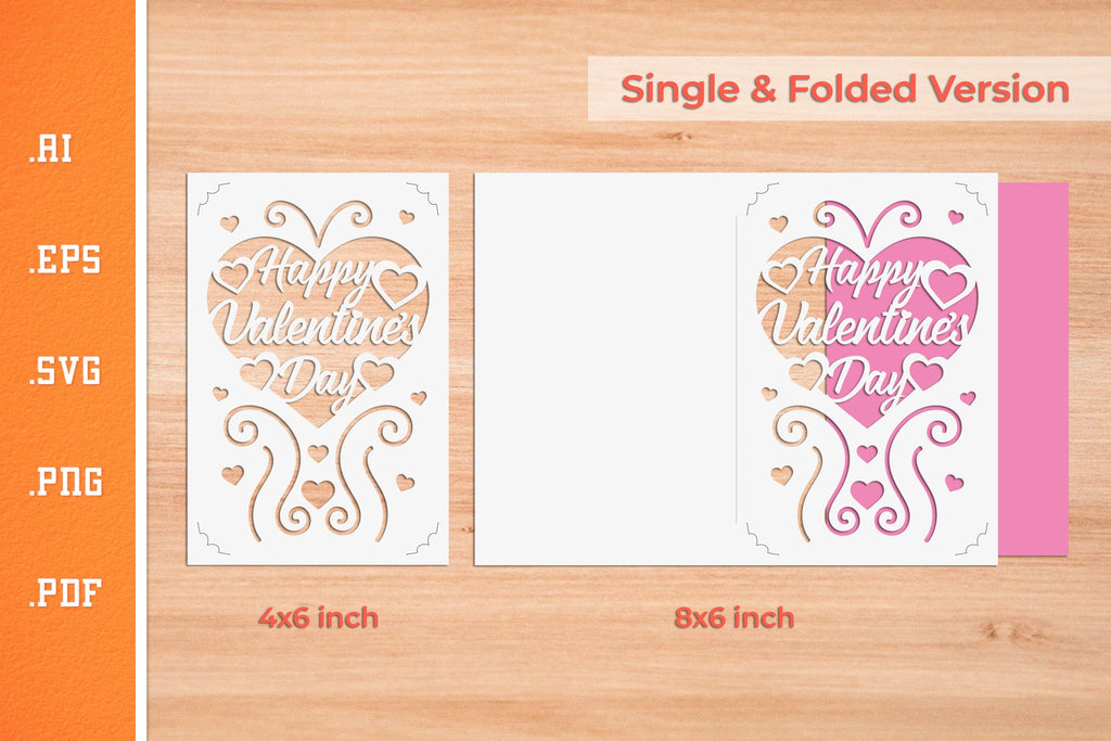 Valentine Insert Card Paper Cut SVG 1 - Postcard Size - So Fontsy