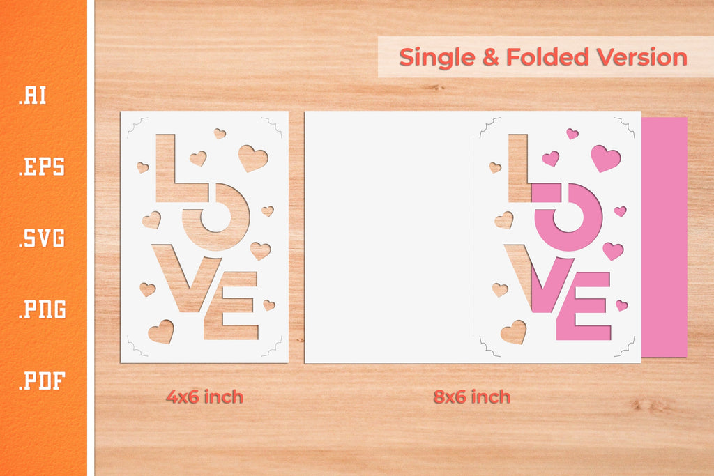 Valentine Insert Card Paper Cut SVG 2 - Postcard Size - So Fontsy