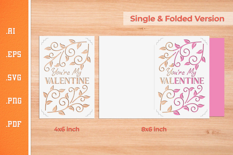 Valentine Insert Card Paper Cut SVG 3 - Postcard Size - So Fontsy