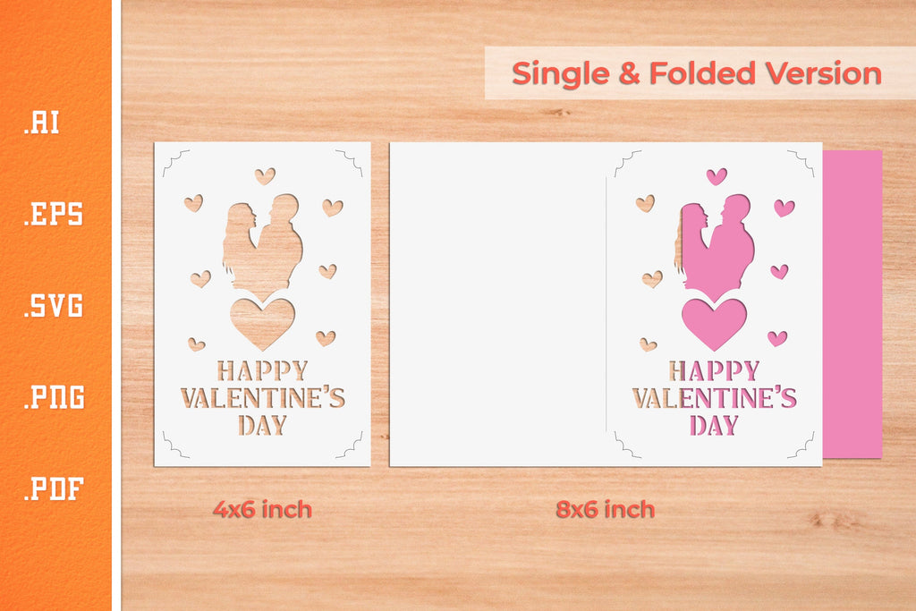 Valentine Insert Card Paper Cut SVG 4 - Postcard Size - So Fontsy