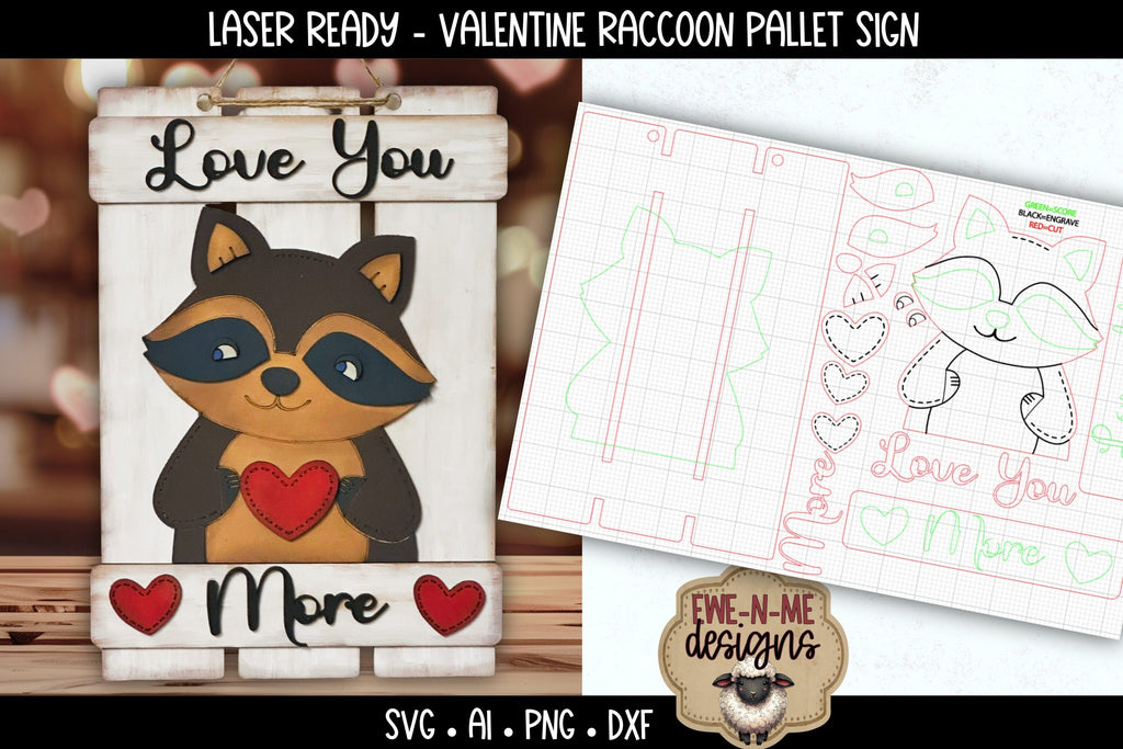 Valentine Raccoon Layered Pallet Sign | Laser Ready SVG - So Fontsy