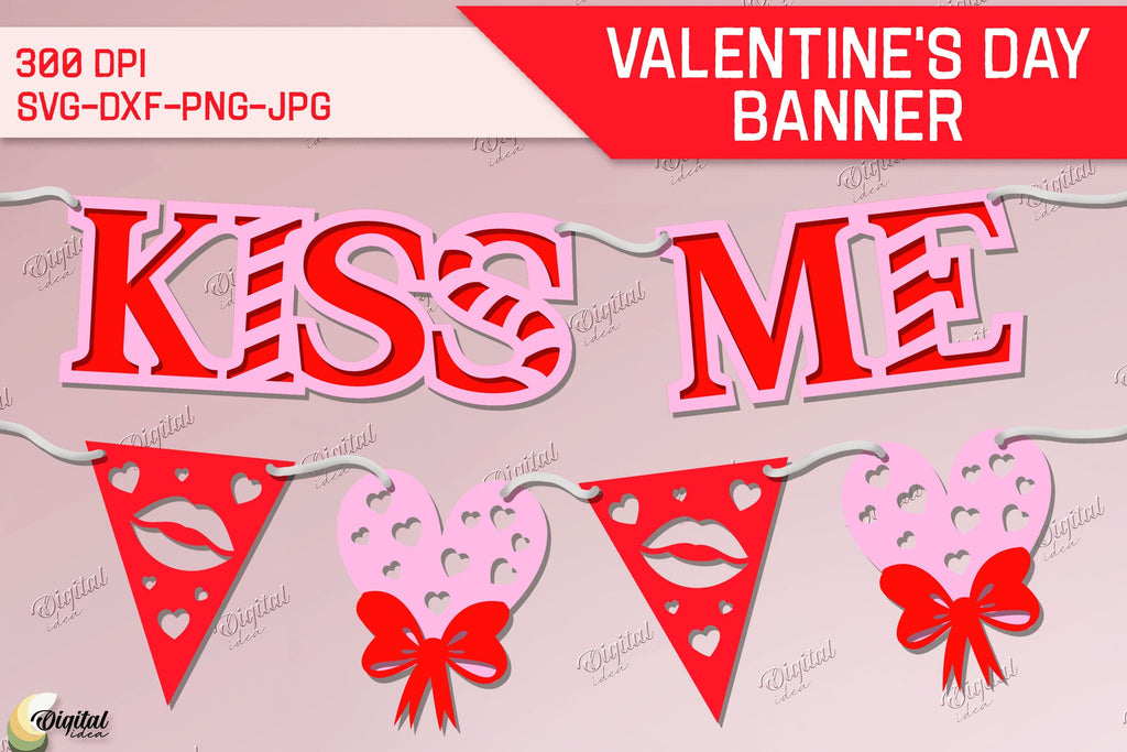 Valentine's Day Banners Bundle. Love Banners Paper Cut - So Fontsy