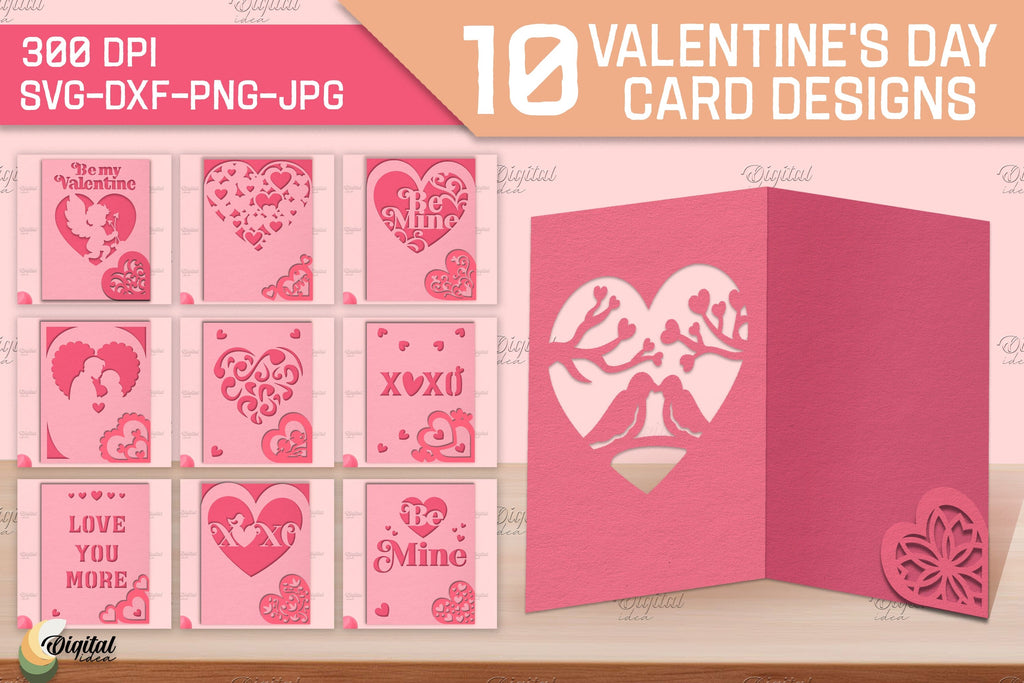 Valentine's Day Card SVG Bundle. Greeting Cards Paper Cut - So Fontsy