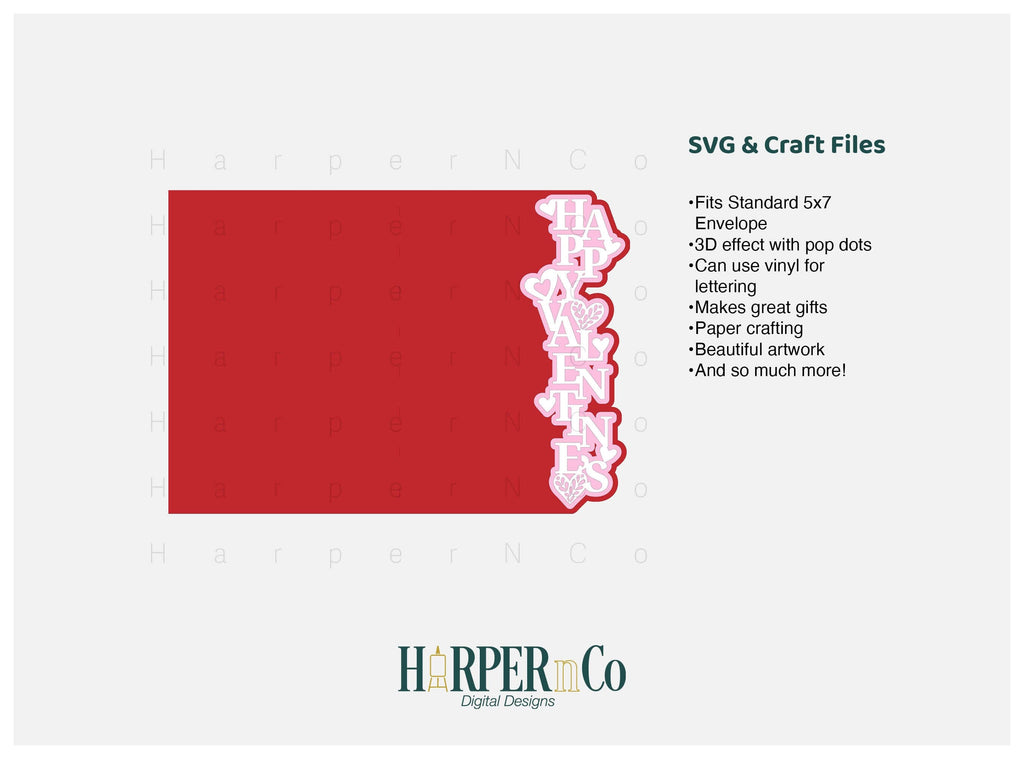 Valentine's Day Card SVG, Edge Cut 5x7 - So Fontsy
