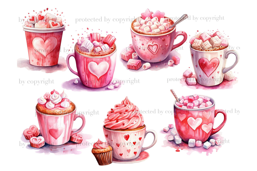 Valentine's Day Coffee Clipart | Romance Clipart - So Fontsy