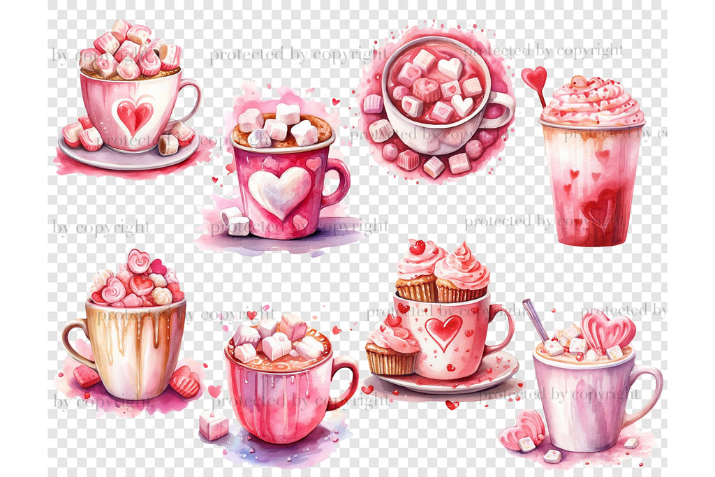 Valentine's Day Coffee Clipart | Romance Clipart - So Fontsy