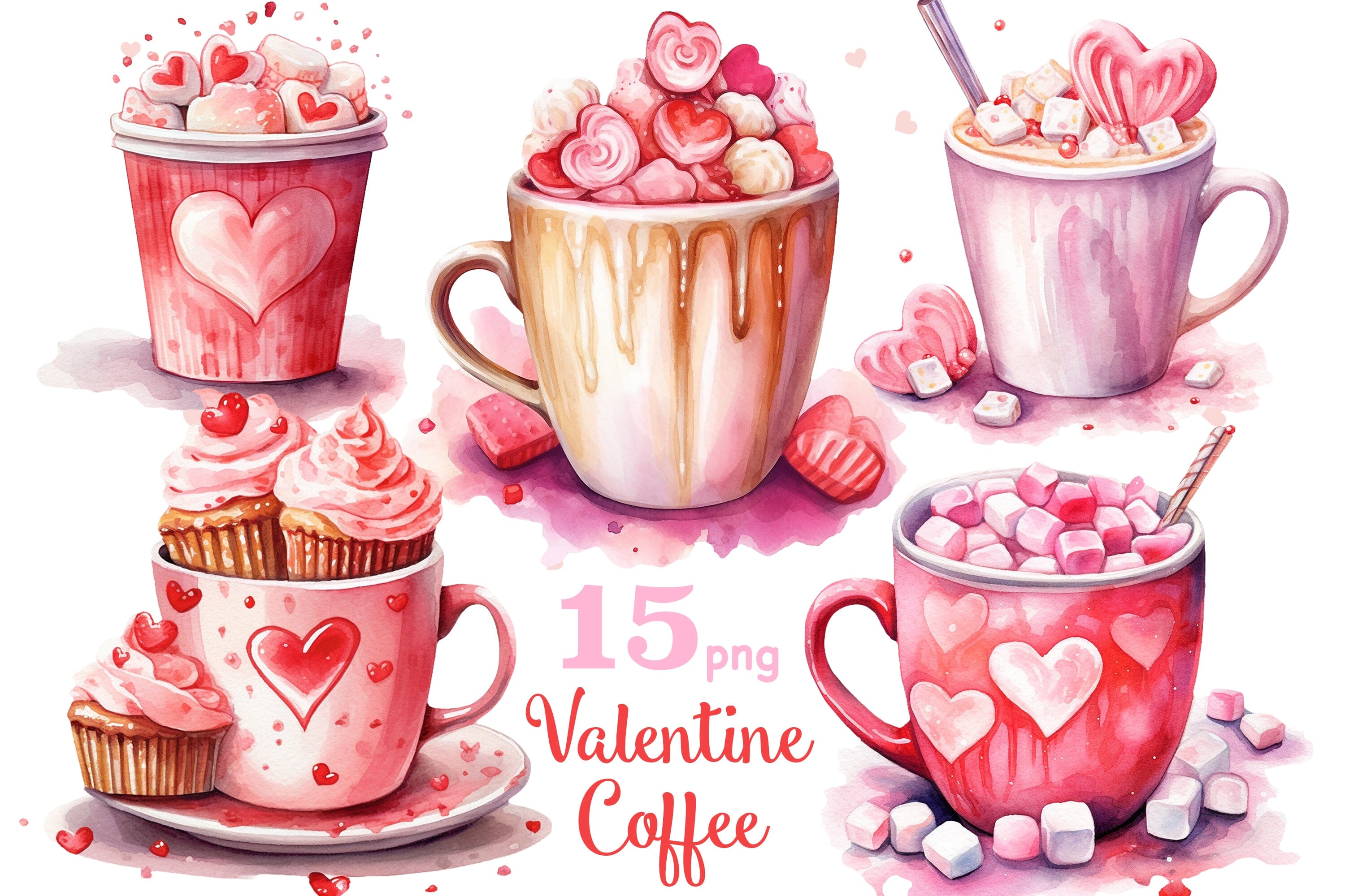Valentine's Day Coffee Clipart | Romance Clipart - So Fontsy