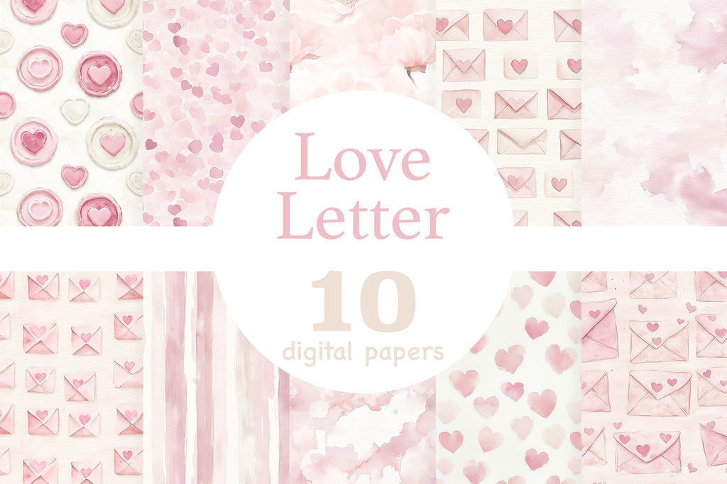 Valentines Day Digital Papers | Love Letter Seamless Pattern - So Fontsy