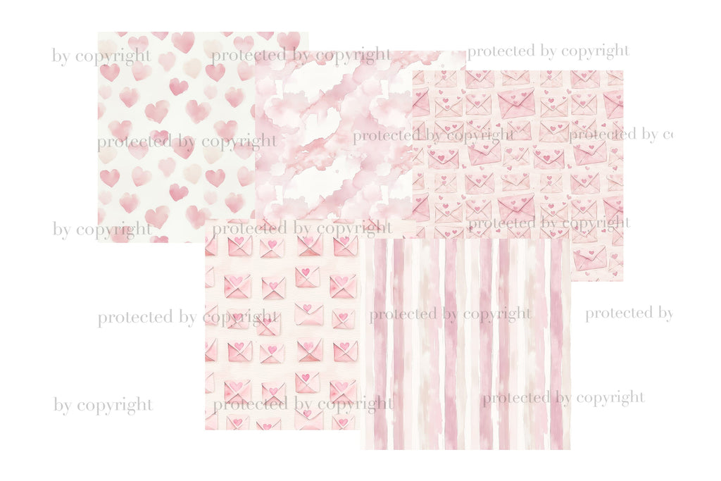 Valentines Day Digital Papers | Love Letter Seamless Pattern - So Fontsy