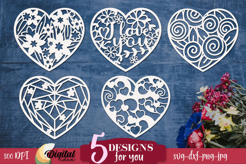 Valentine's Day Heart Paper Cut Bundle SVG - So Fontsy