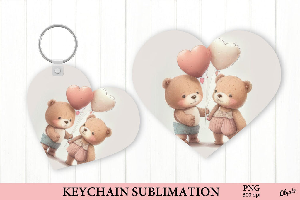 Valentines Day Keychain PNG. Heart Shaped Keychain PNG. - So Fontsy