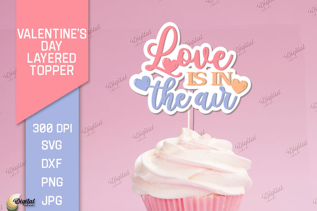 Valentine's Day Layered Topper. Cake Topper Paper Cut - So Fontsy