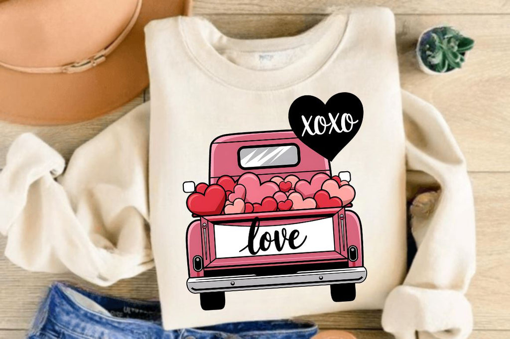 Valentine's Day Love Truck Sublimation Design - So Fontsy