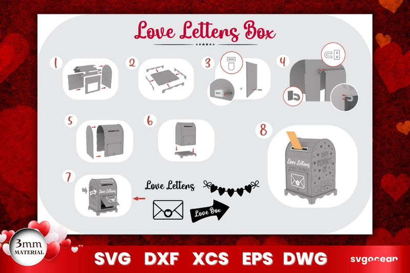 Valentine's Day Mailbox Laser Cut - So Fontsy