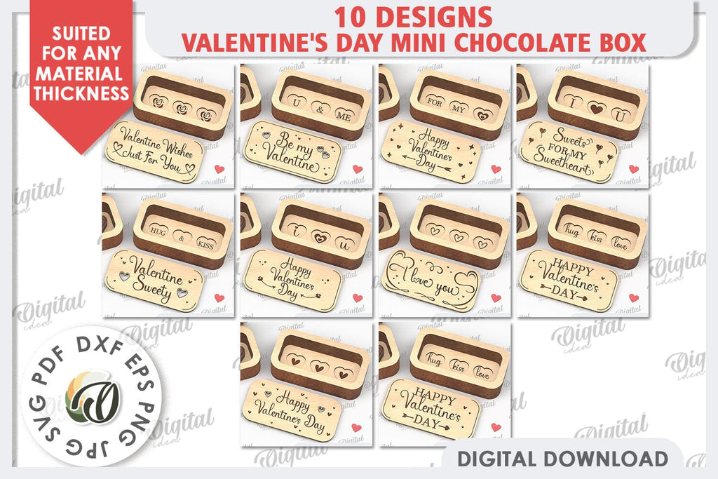 Valentine's Day Mini Chocolate Boxes Laser Cut Bundle - So Fontsy
