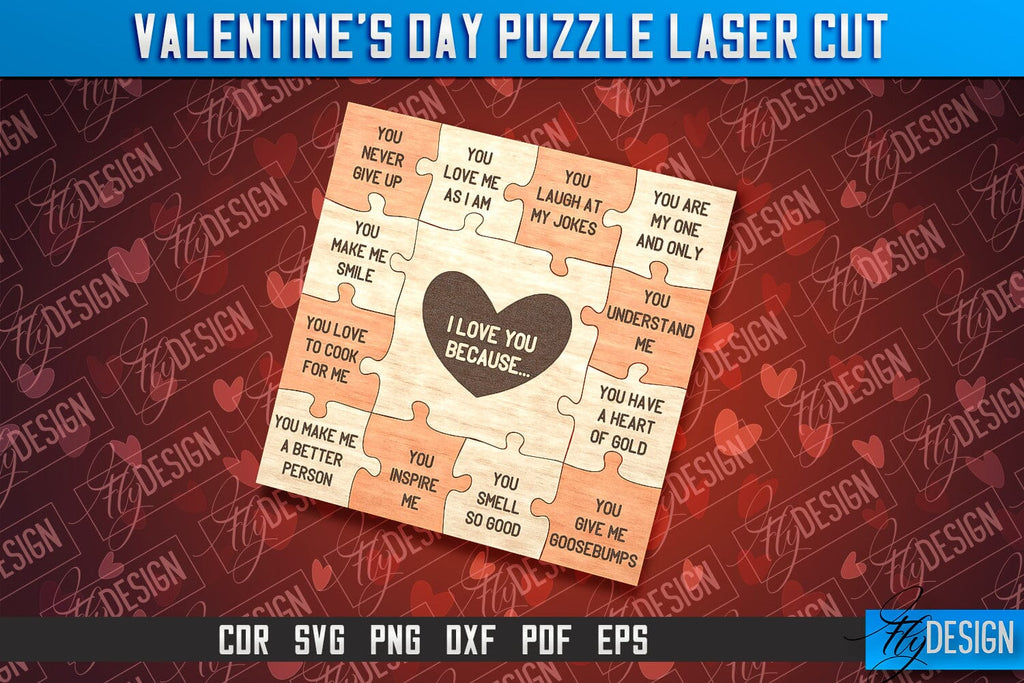 Valentine's Day Puzzle | Puzzle Laser Cut SVG Design | CNC Files - So ...