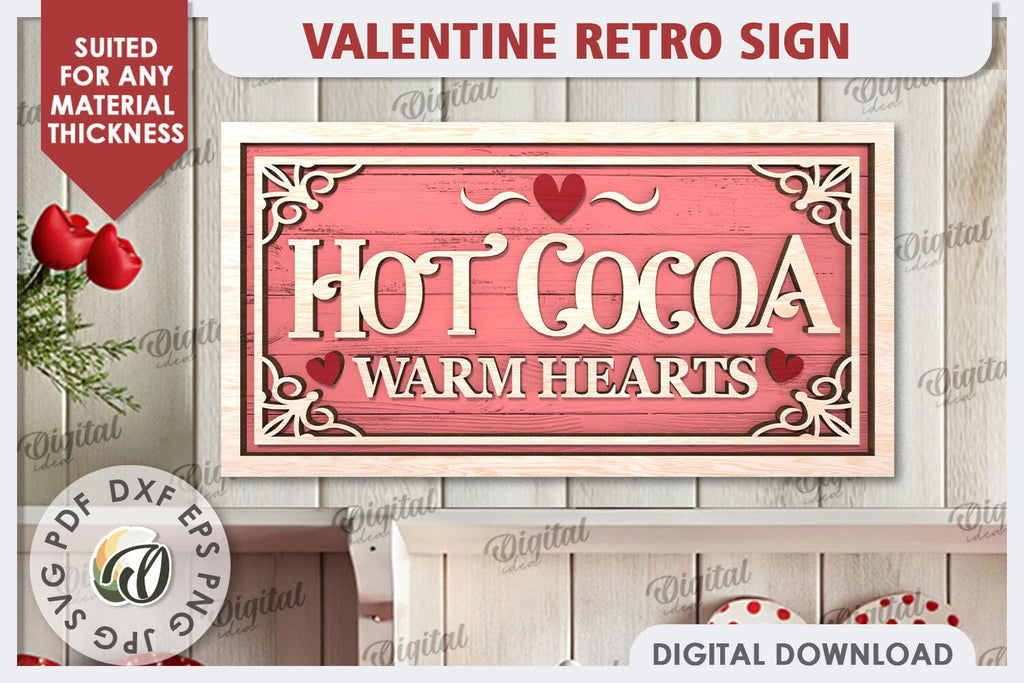 Valentine's Day Retro Signs Laser Cut Bundle. Wall Signs SVG - So Fontsy
