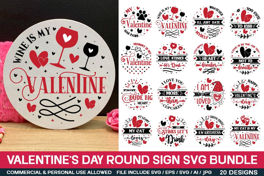 Valentine’s Day Round Sign Svg Bundle ,Funny Valentine’s Svg Bundle ...