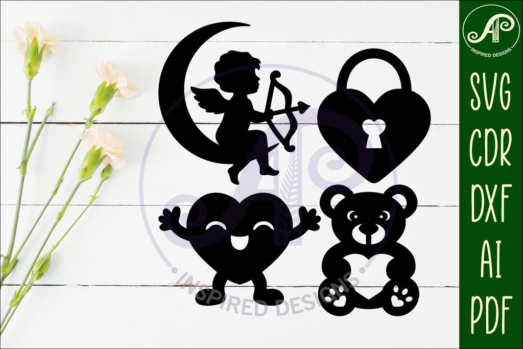 Valentines day silhouette laser cut outs SVG file 2 - So Fontsy