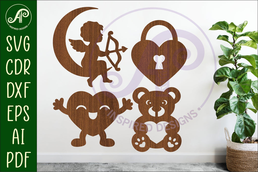 Valentines day silhouette laser cut outs SVG file 2 - So Fontsy