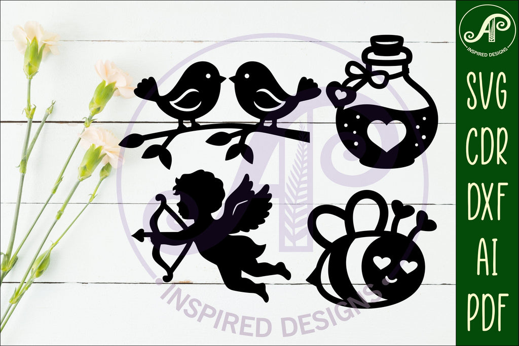 Valentines day silhouette laser cut outs SVG file 4 - So Fontsy