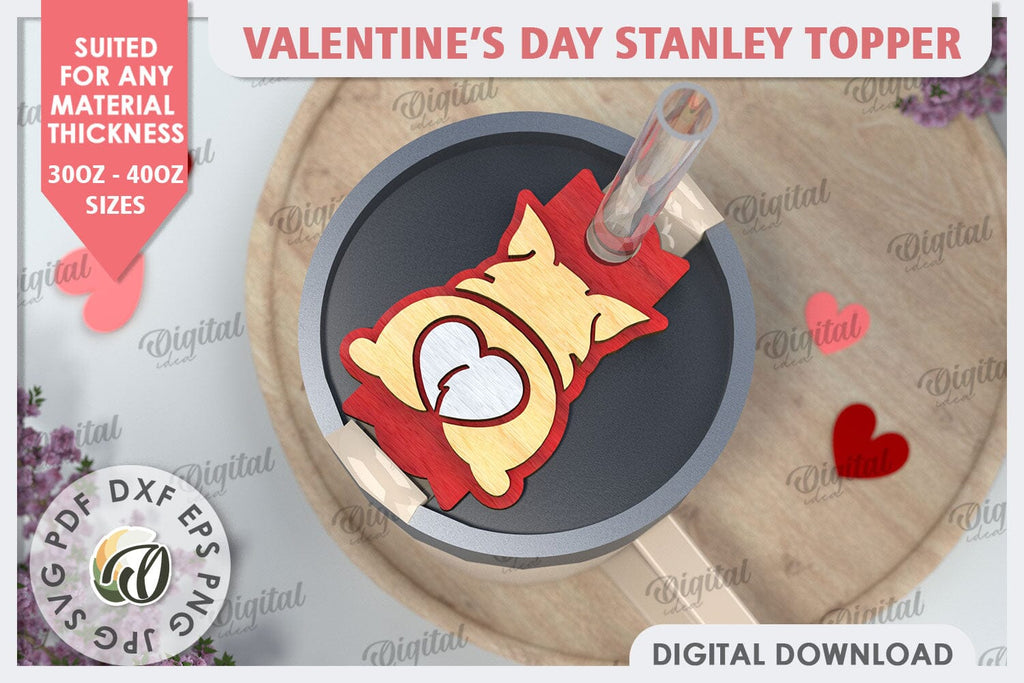 Valentine’s Day Stanley Topper LaserCut. Stanley Tumbler SVG - So Fontsy