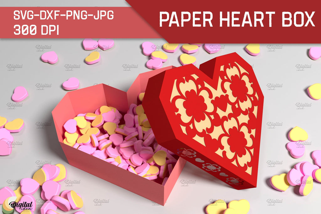 Valentines Day SVG. 3D Paper Heart Box - So Fontsy
