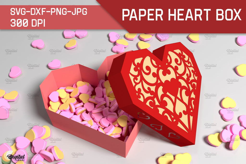 Valentines Day SVG. 3D Paper Heart Box - So Fontsy