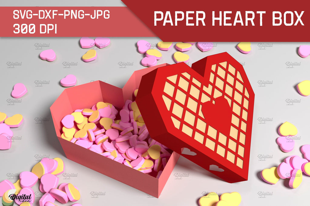 Valentines Day SVG. 3D Paper Heart Box - So Fontsy