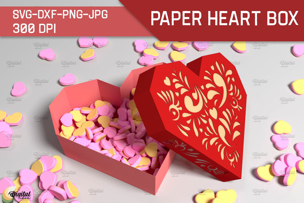 Valentines Day SVG. 3D Paper Heart Box - So Fontsy