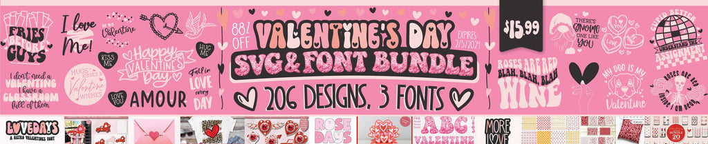 Valentine's Day SVG + Font Bundle - So Fontsy