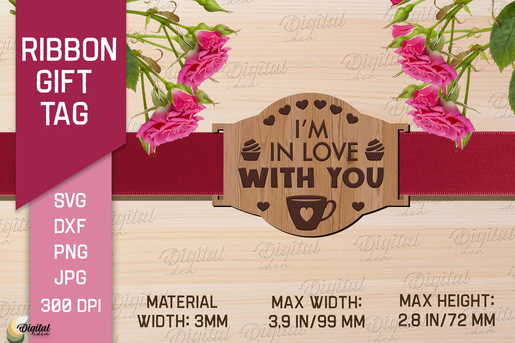 Valentine's Ribbon Gift Tag. Laser Cut Tag SVG - So Fontsy