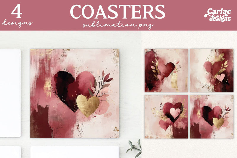 Valentines Square Coaster Sublimation Designs - So Fontsy