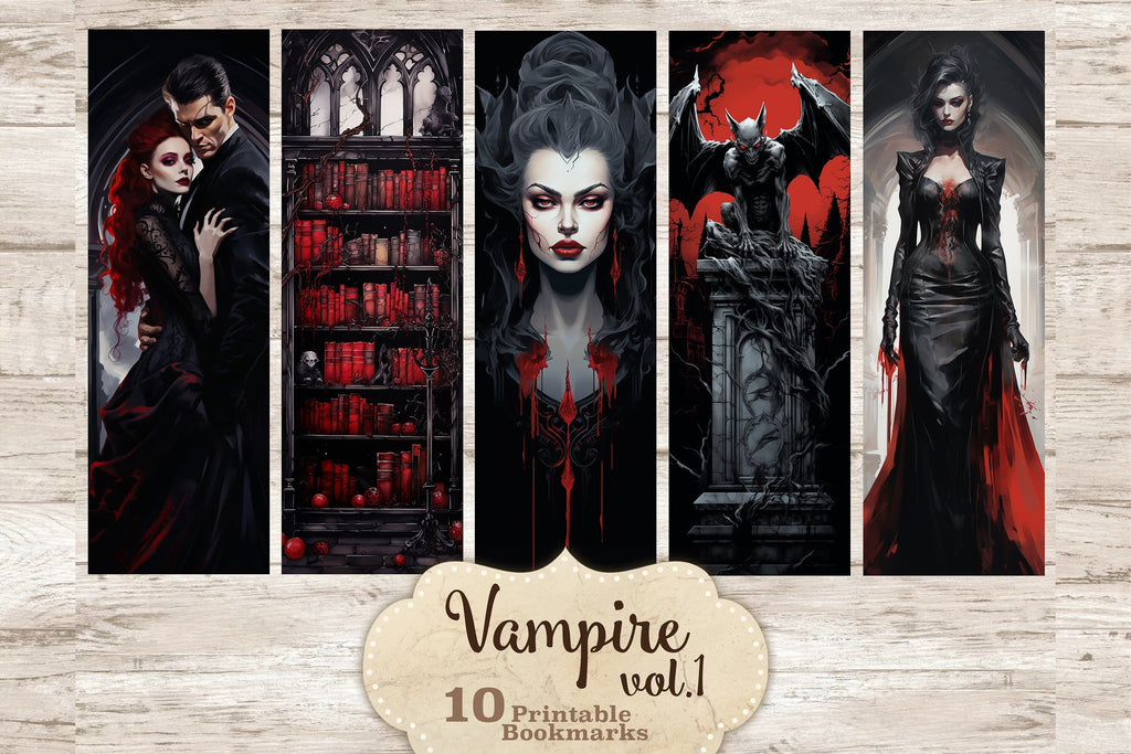 Vampire Bookmarks Printable | Gift For Book Lover - So Fontsy