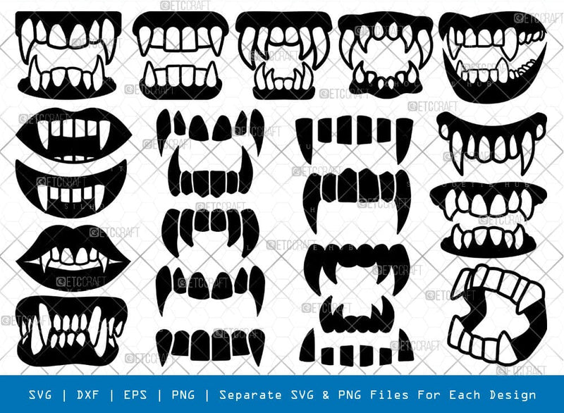 Vampire Fangs Svg Cricut Cut Files Png Bundle, SB01160 - So Fontsy