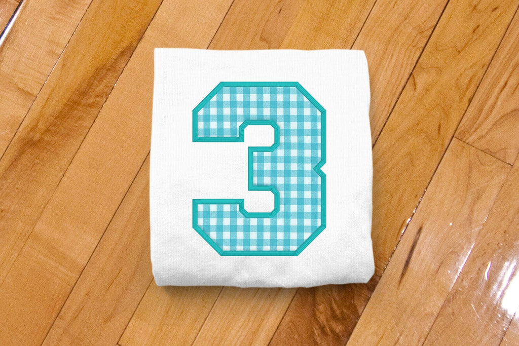 Varsity Number 3 Applique Embroidery - So Fontsy