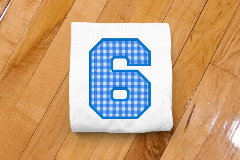 Varsity Number 6 Applique Embroidery - So Fontsy