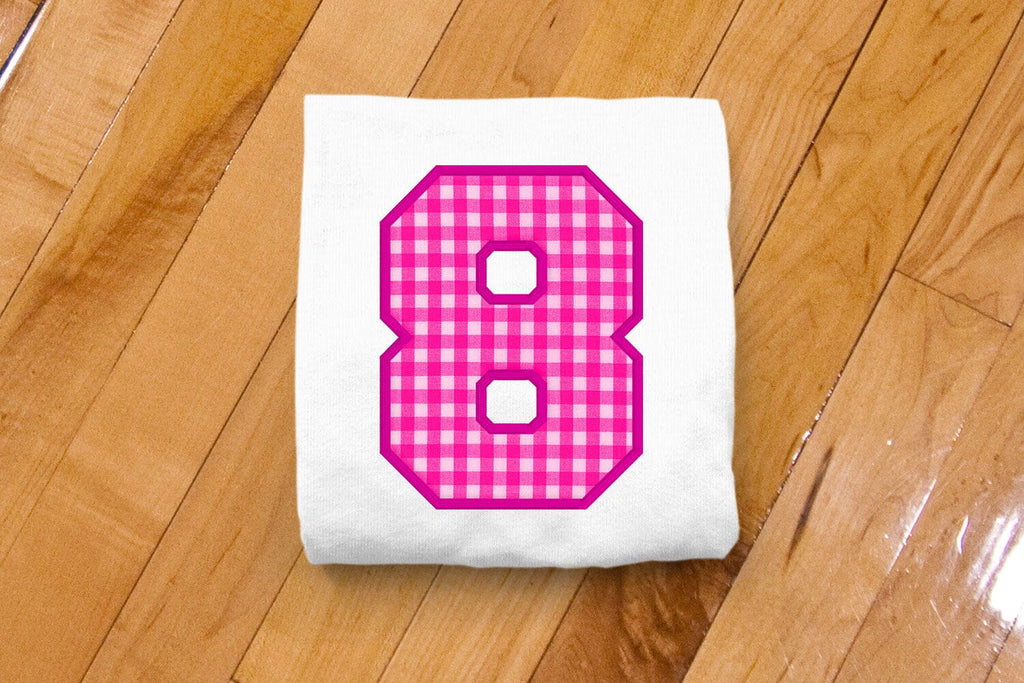 Varsity Number 8 Applique Embroidery - So Fontsy
