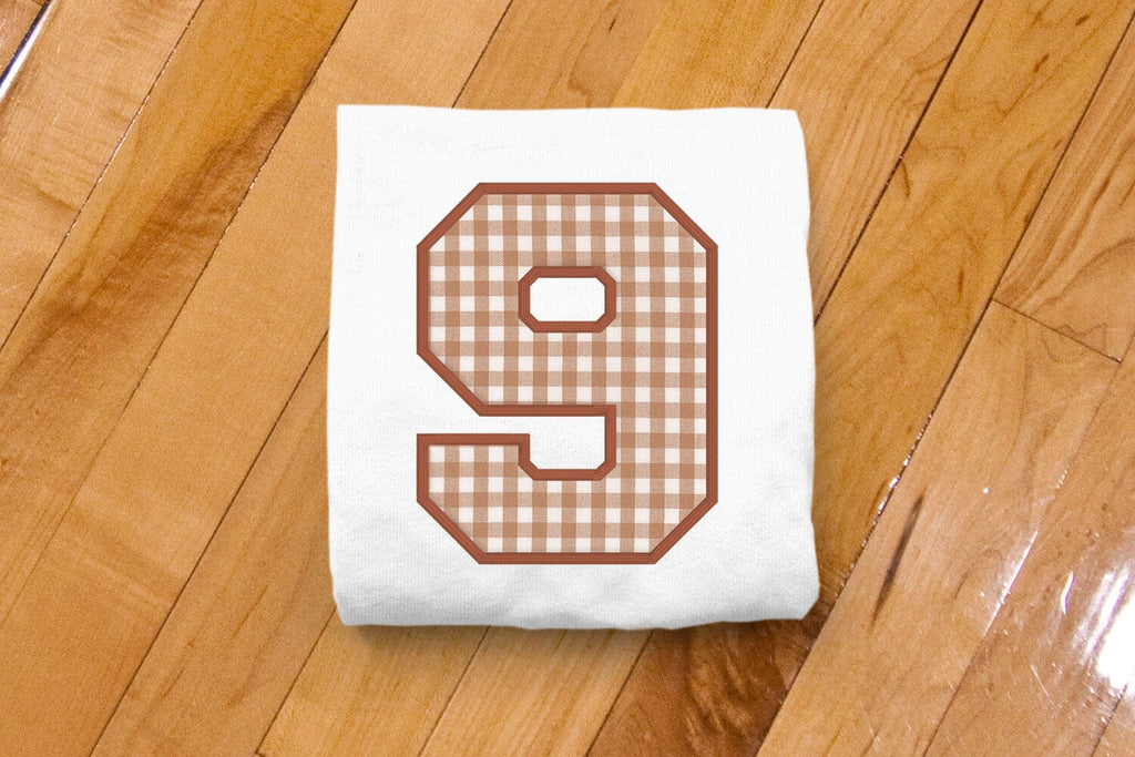 Varsity Number 9 Applique Embroidery - So Fontsy