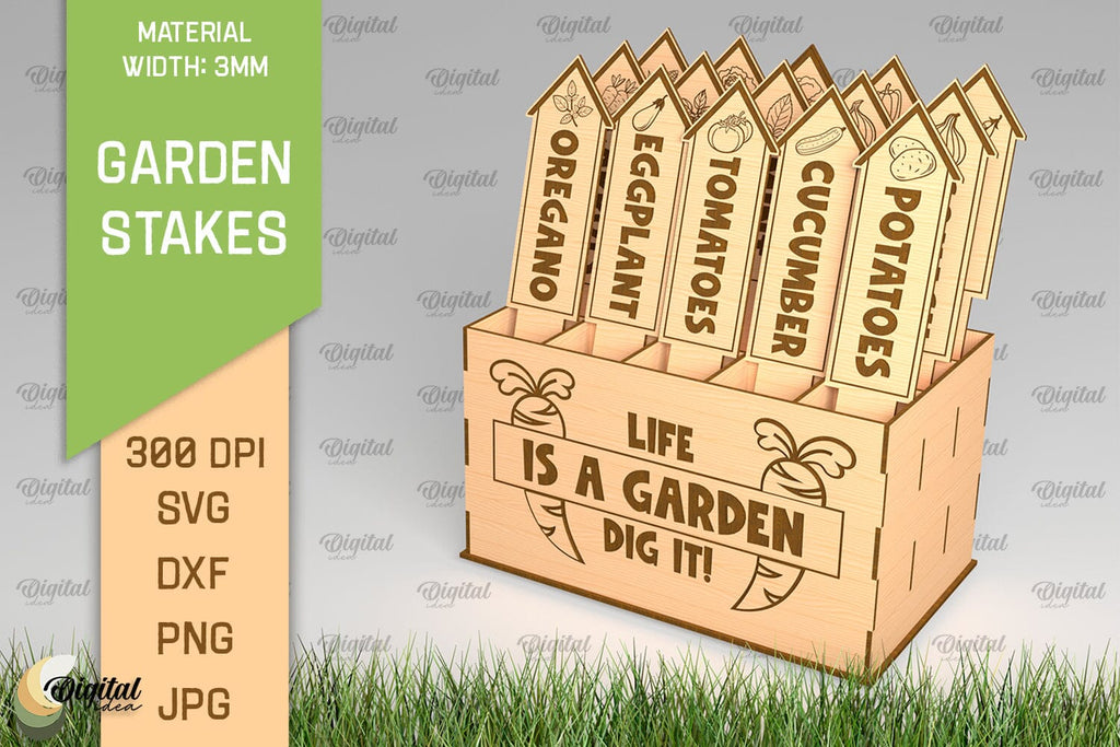 Vegetables Garden Stakes SVG. Plant Markers Laser Cut - So Fontsy