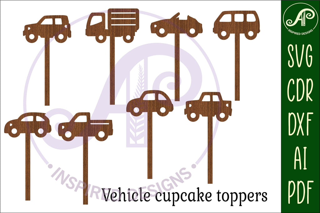 Vehicle cupcake topper SVG laser - So Fontsy