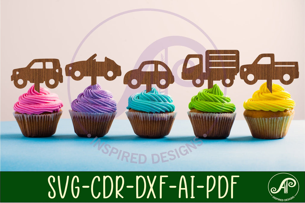 Vehicle cupcake topper SVG laser - So Fontsy