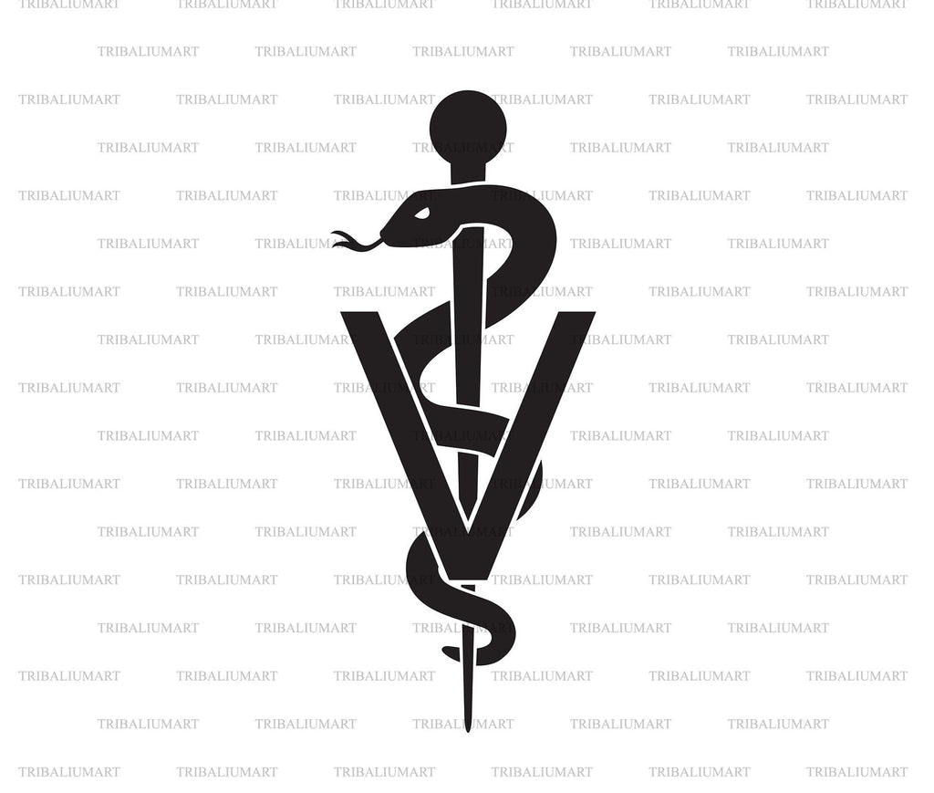 Veterinary Symbol Caduceus Snake with Stick. Rod of Asclepius. Cut files for Cricut. Clip Art ...