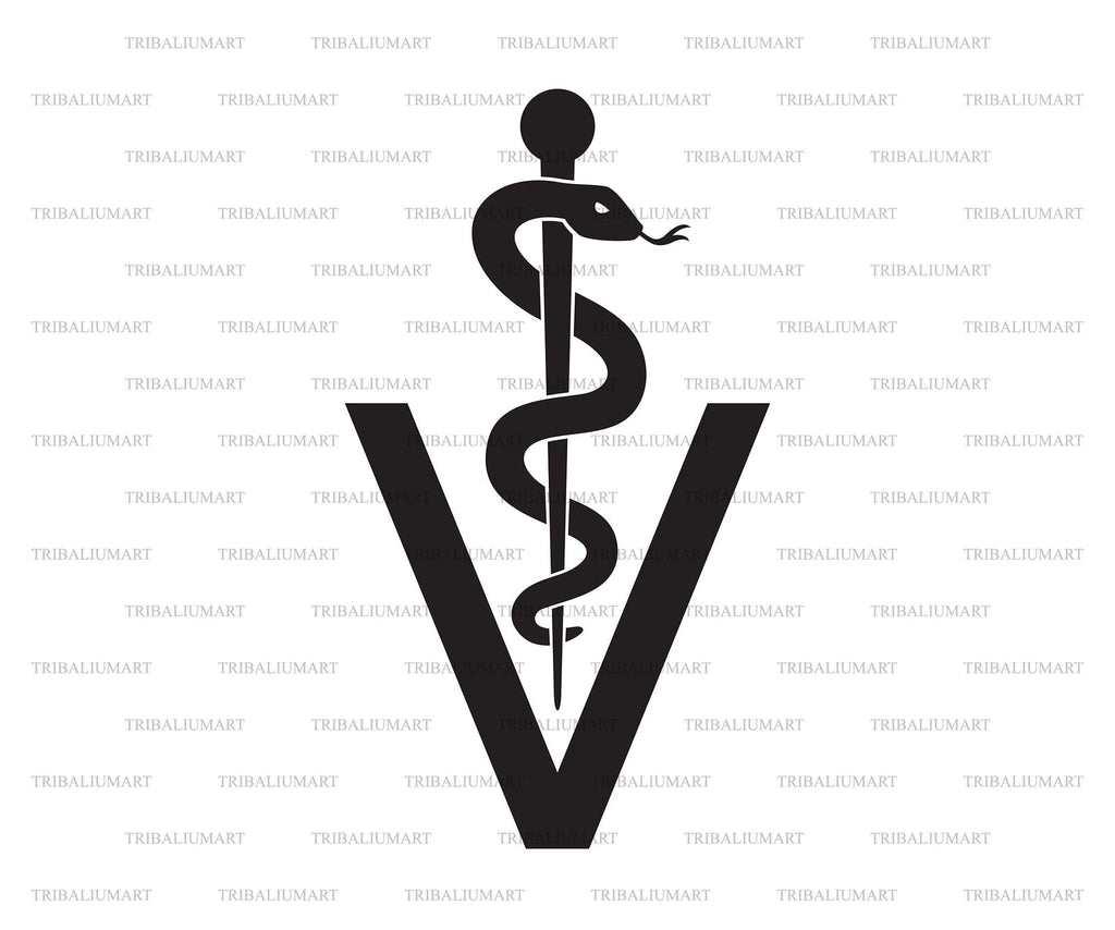 Veterinary Symbol Caduceus Snake with Stick. Rod of Asclepius. Cut ...