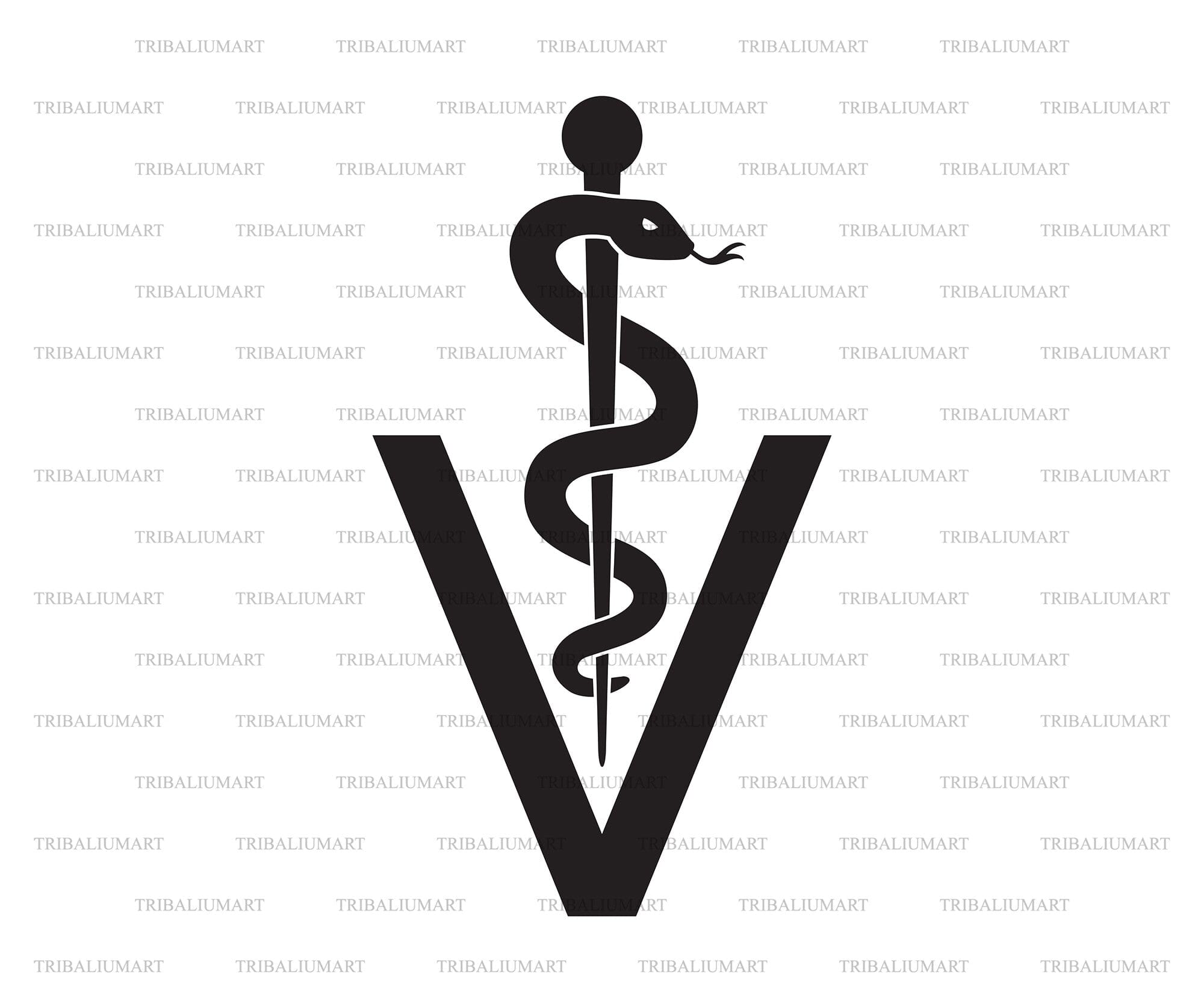 Veterinary Symbol Caduceus Snake with Stick. Rod of Asclepius. Cut ...