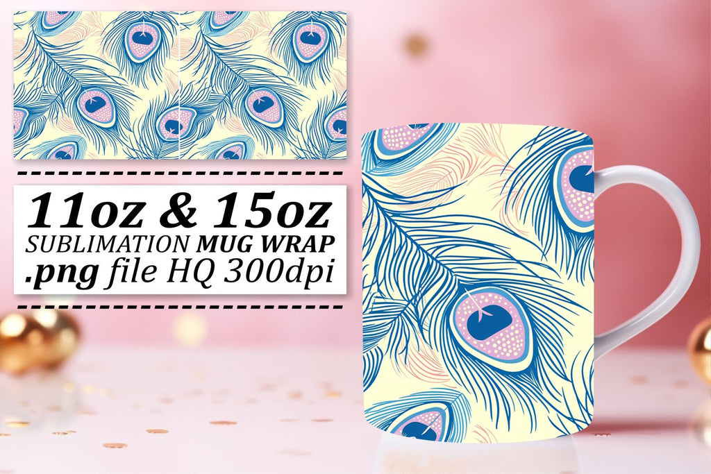 Vibrant Colorful Feather Mug Sublimation: 11oz 15oz Joyful Collection ...