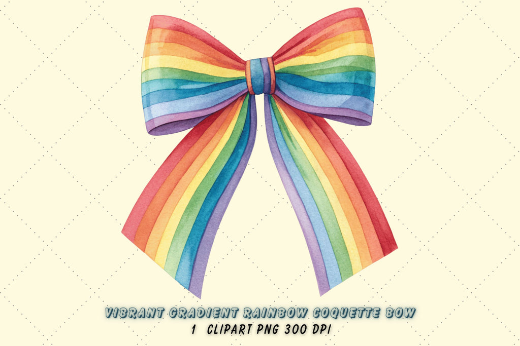 Vibrant Gradient Rainbow Coquette Bow Clipart, vibrant rainbow bow ...