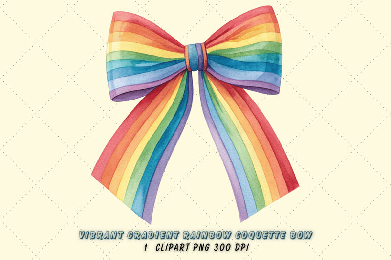 Vibrant Gradient Rainbow Coquette Bow Clipart, vibrant rainbow bow ...